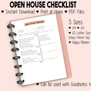 Realtor Checklist Open House Printable Real Estate Client Open House ...