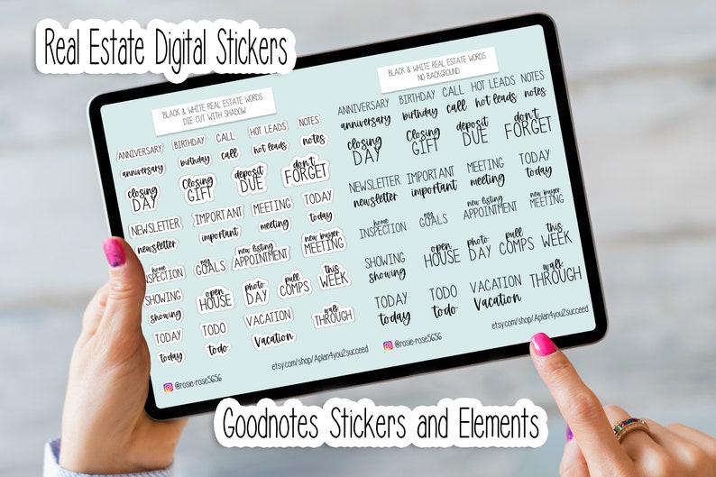 Real Estate Digital Stickers for Goodnotes Planners Elements Stickers ...
