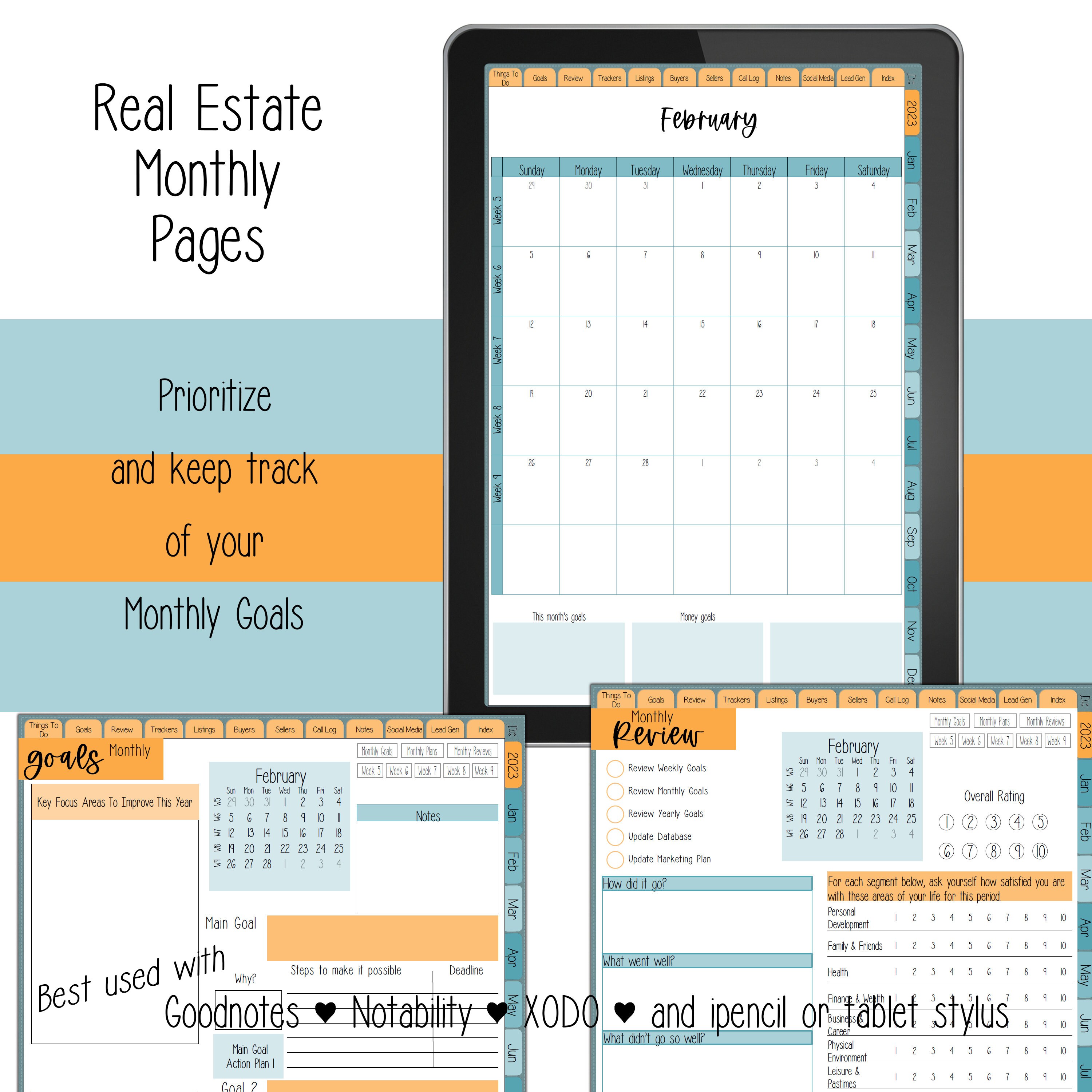 Realtor Digital Planner Goodnotes Monthly Realtor Ninja 9 Habits 2024 ...