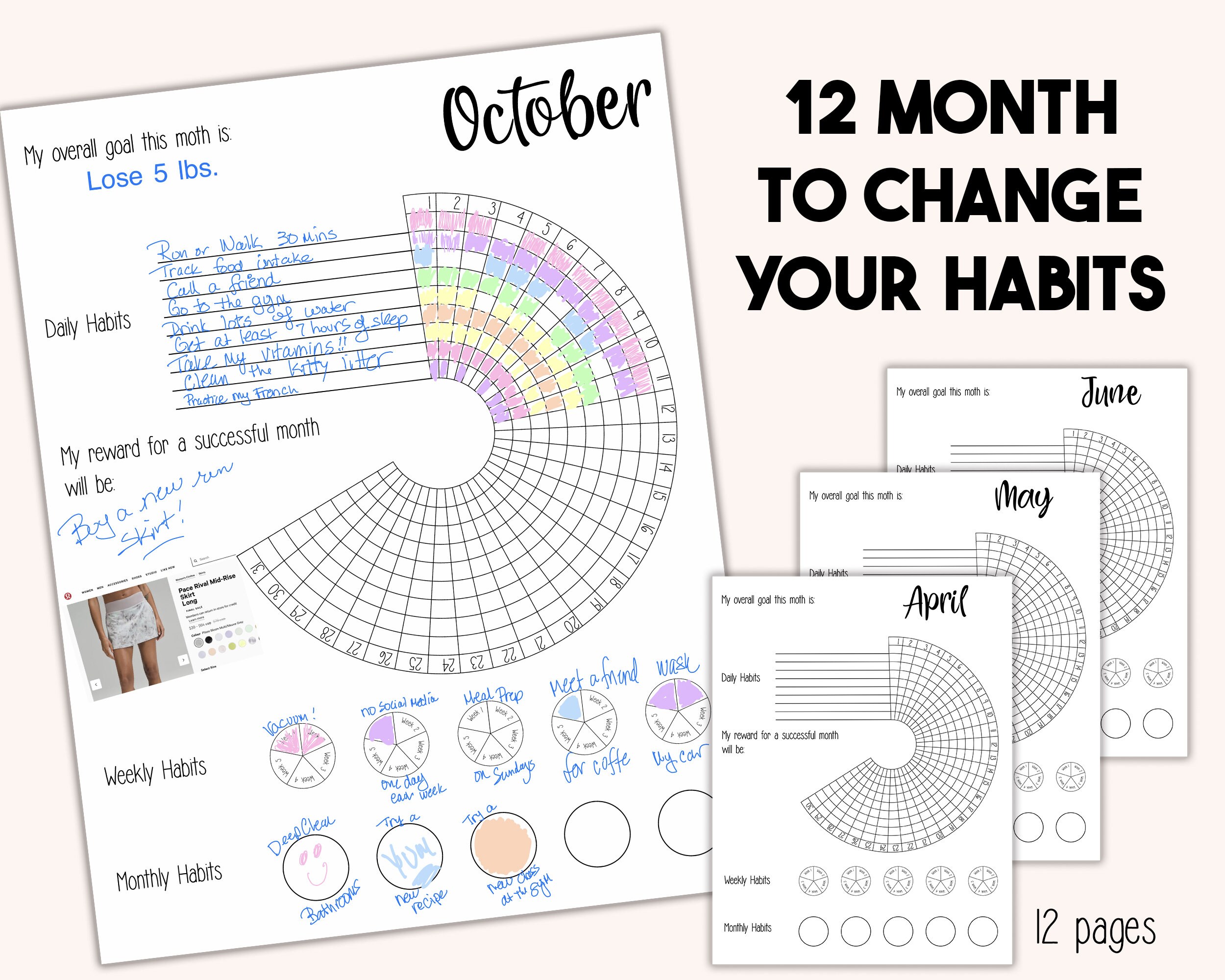Habit Tracker Mood Tracker Printable, Daily, Weekly, Monthly, Goal ...