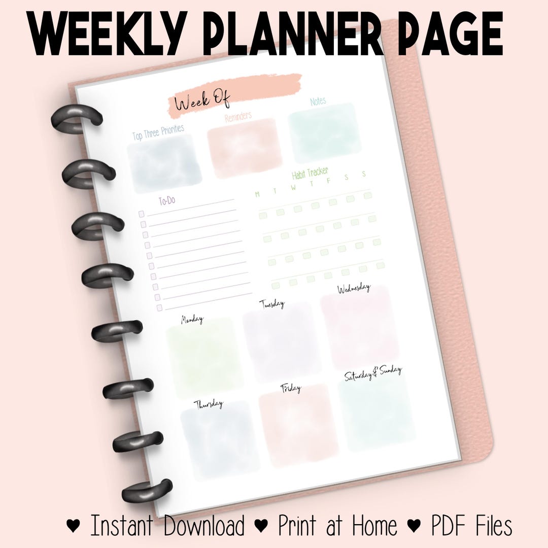 Weekly Planner Template Printable Inserts Pages Undated Planners for ...
