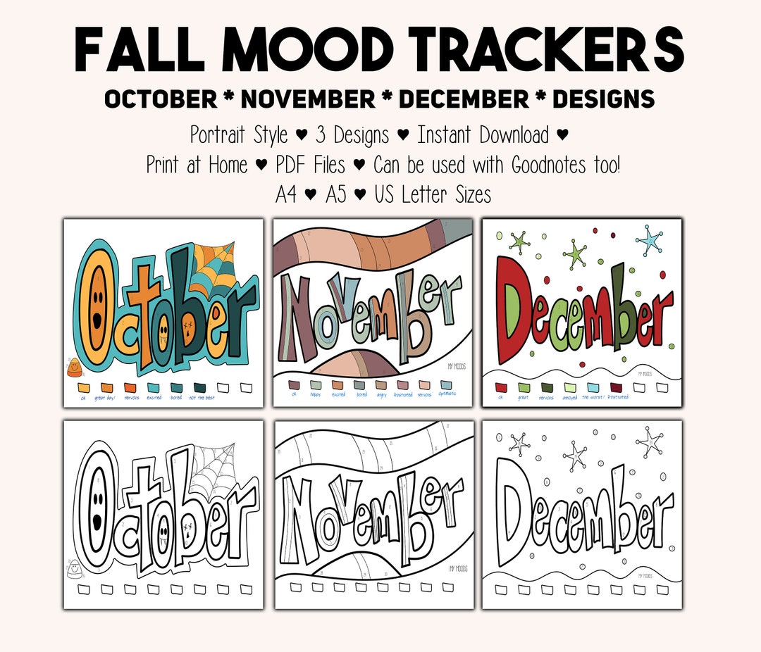 Fall Mood Tracker for October November December Printable - Etsy
