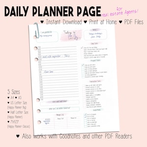 Real Estate Agent Daily Checklist and Business Planner Template ...