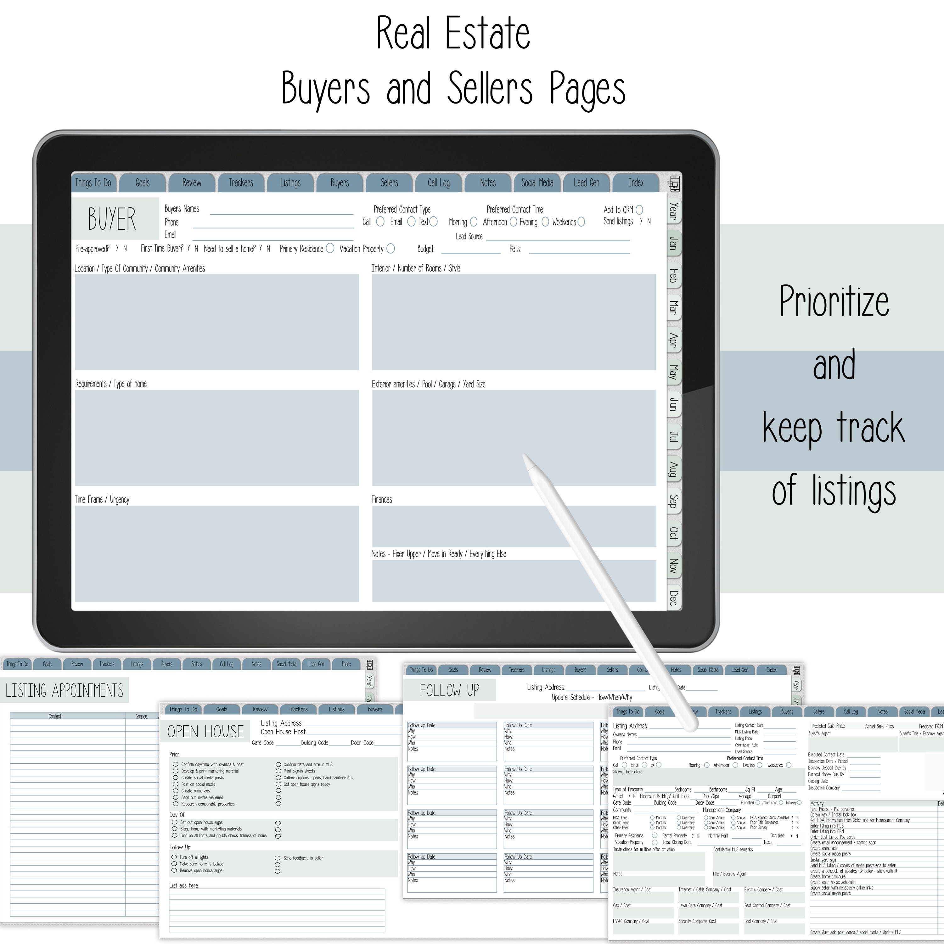 Real Estate Digital Planner Ninja 9 Teal 2024 Realtor Calendar ...