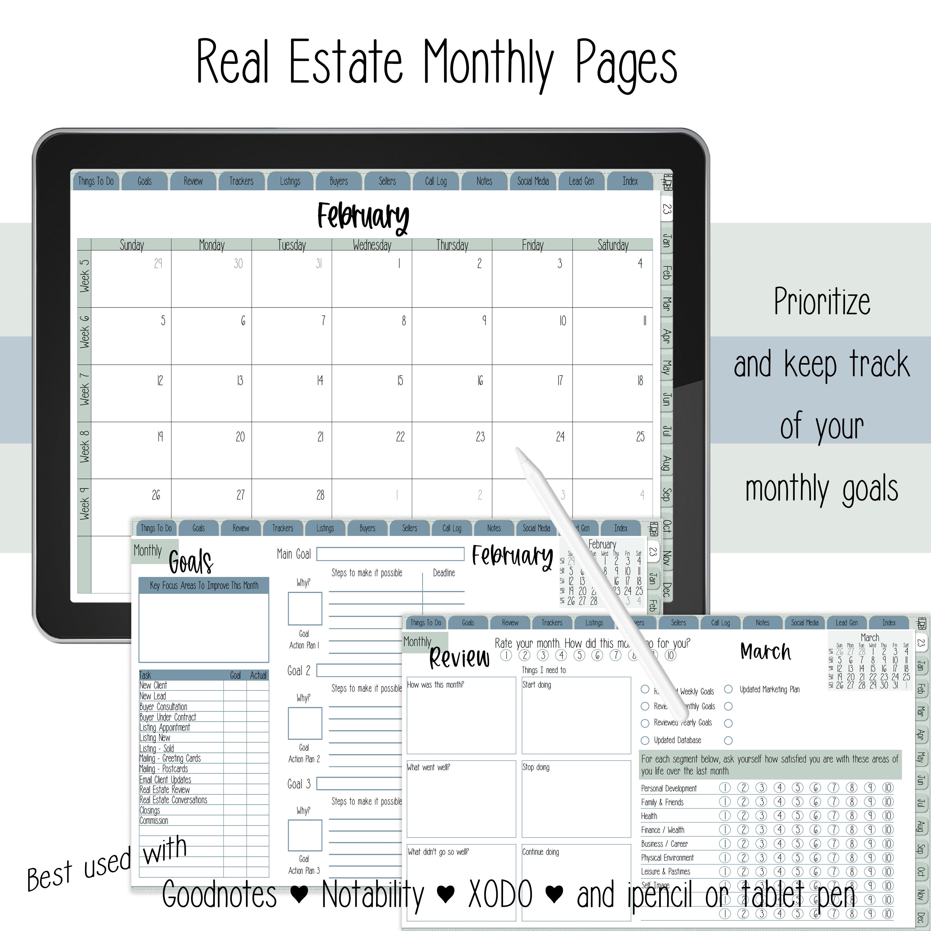 Real Estate Digital Planner Ninja 9 Teal 2024 Realtor Calendar ...