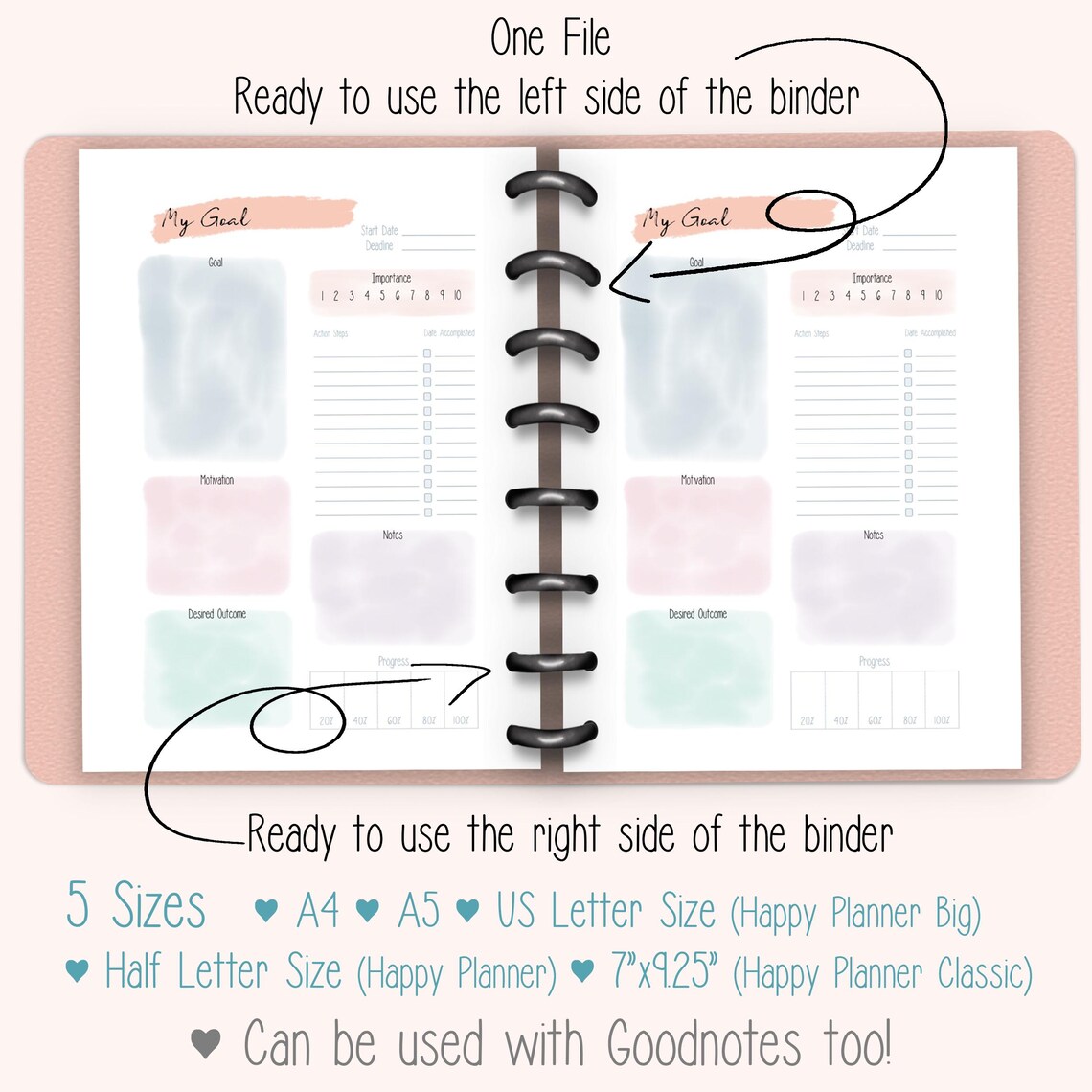 Goal Setting Tracking Template Realtor Business Form Happy Planner ...