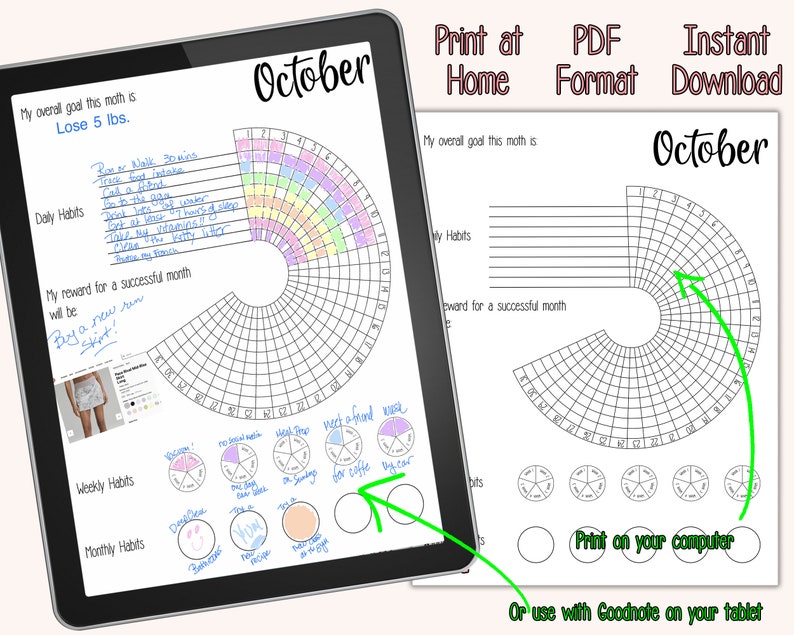 Habit Tracker Mood Tracker Printable, Daily, Weekly, Monthly, Goal ...