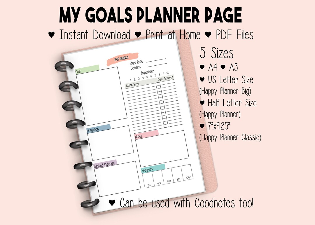 Goal Setting Tracking Template Realtor Business Form Happy Planner ...