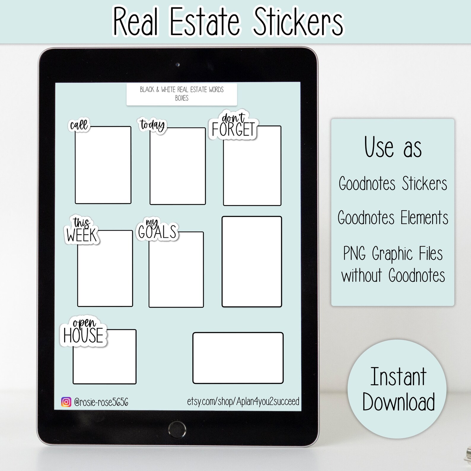 Real Estate Digital Stickers for Goodnotes Planners Elements Stickers ...