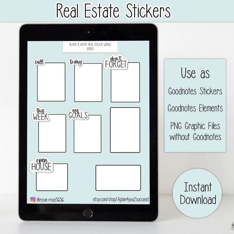 Real Estate Digital Stickers for Goodnotes Planners Elements Stickers ...
