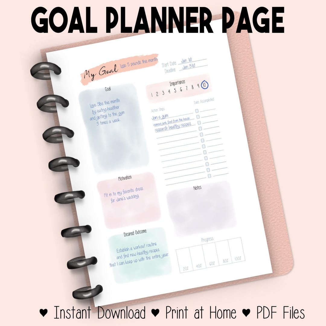 Goal Setting Tracking Template Realtor Business Form Happy Planner ...