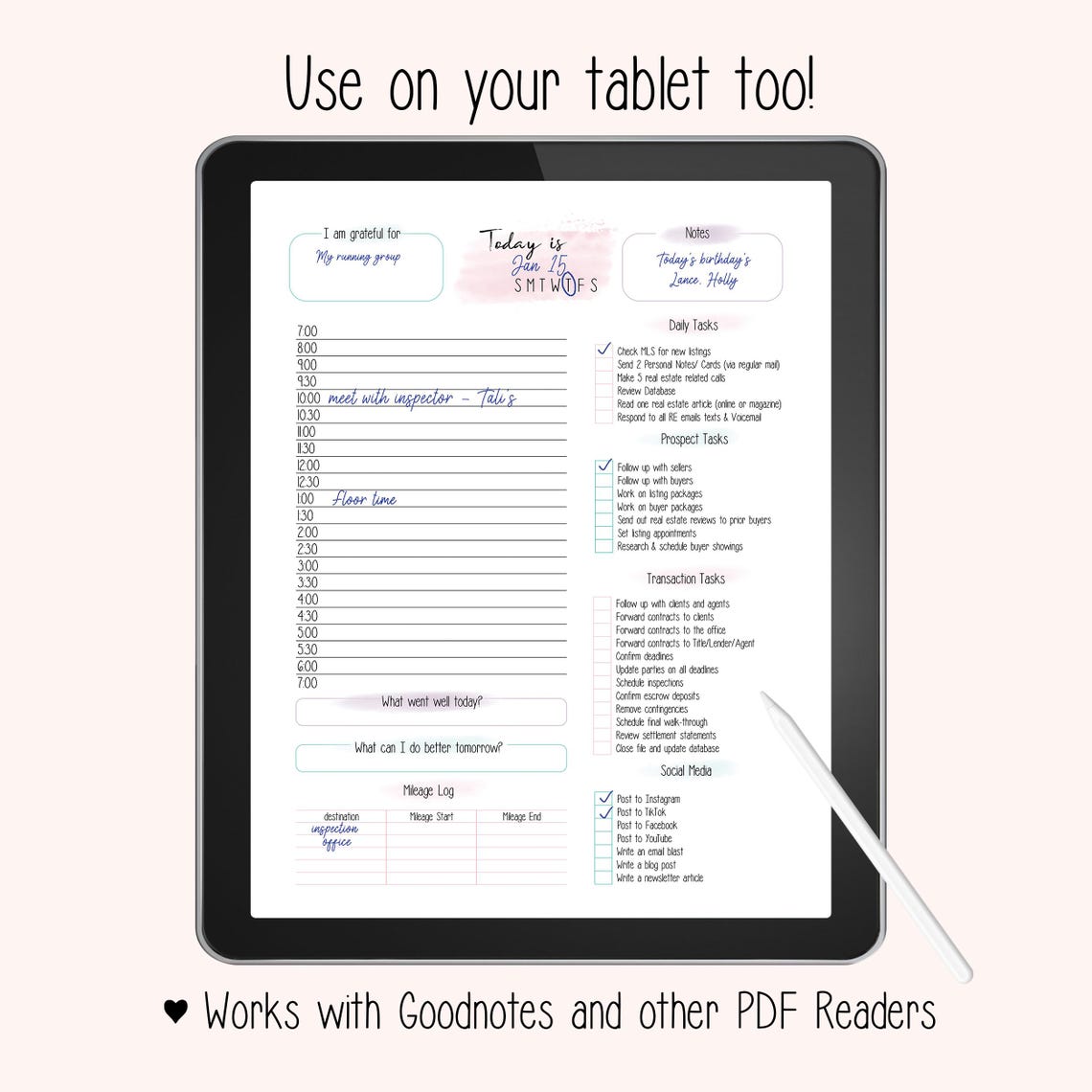 Real Estate Agent Daily Checklist and Business Planner Template ...