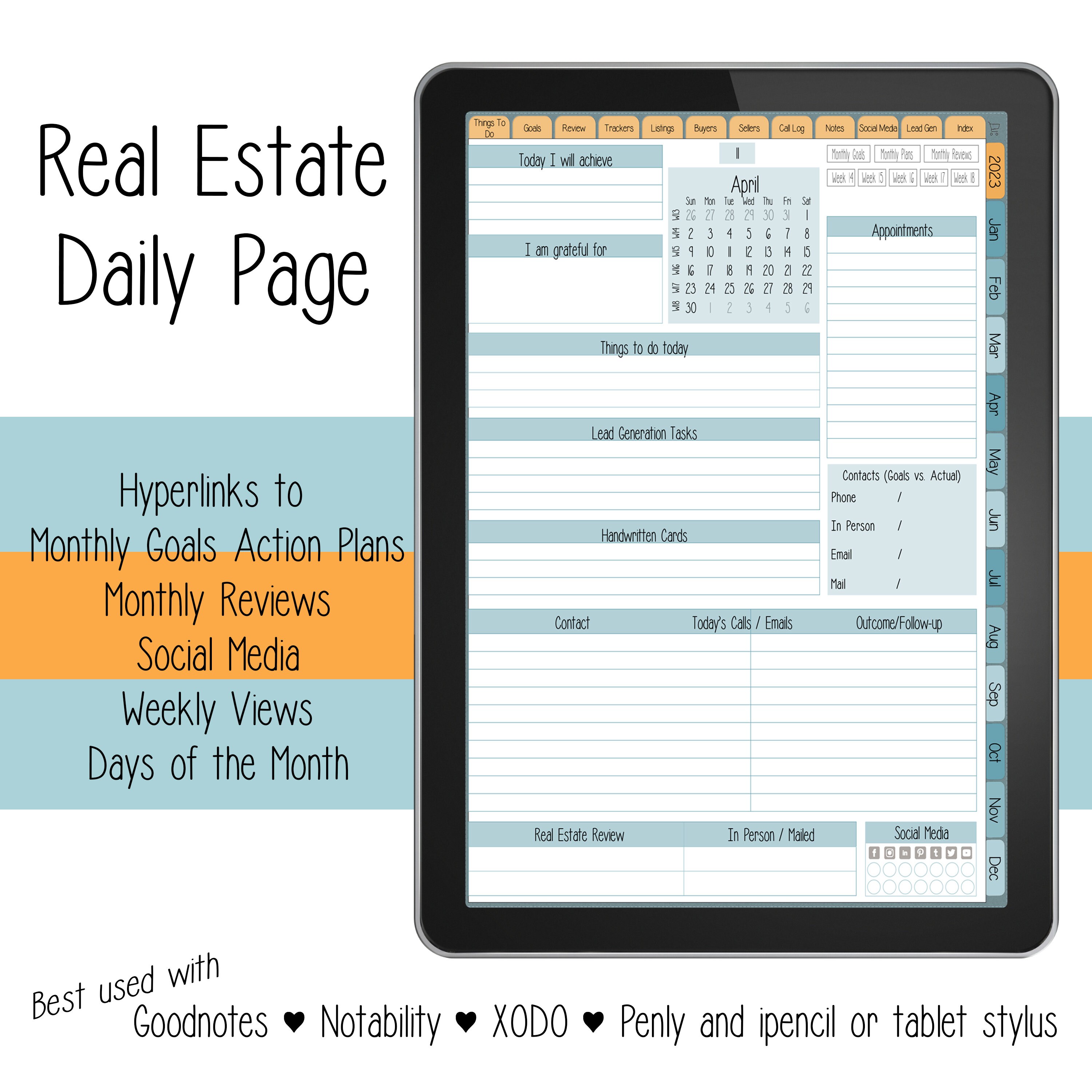 Realtor Digital Planner Goodnotes Monthly Realtor Ninja 9 Habits 2024 ...