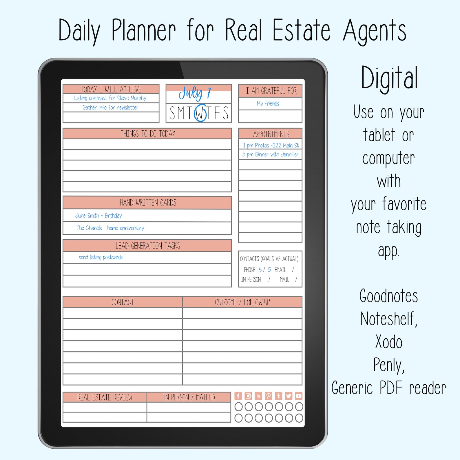 Real Estate Daily Planner Page Ninja Realtor Instant Digital Download ...