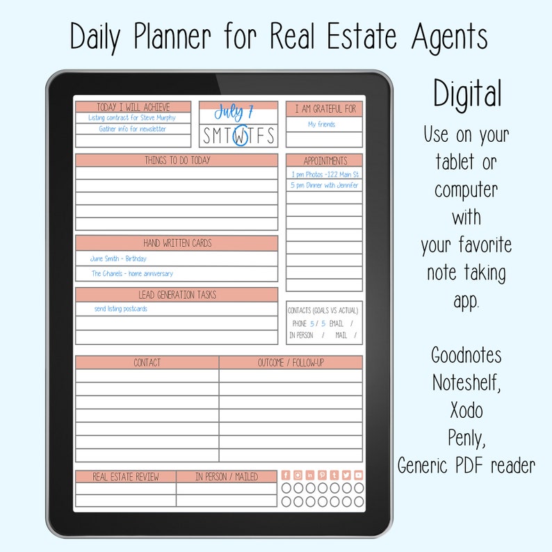 Real Estate Daily Planner Page Ninja Realtor Instant Digital Download ...