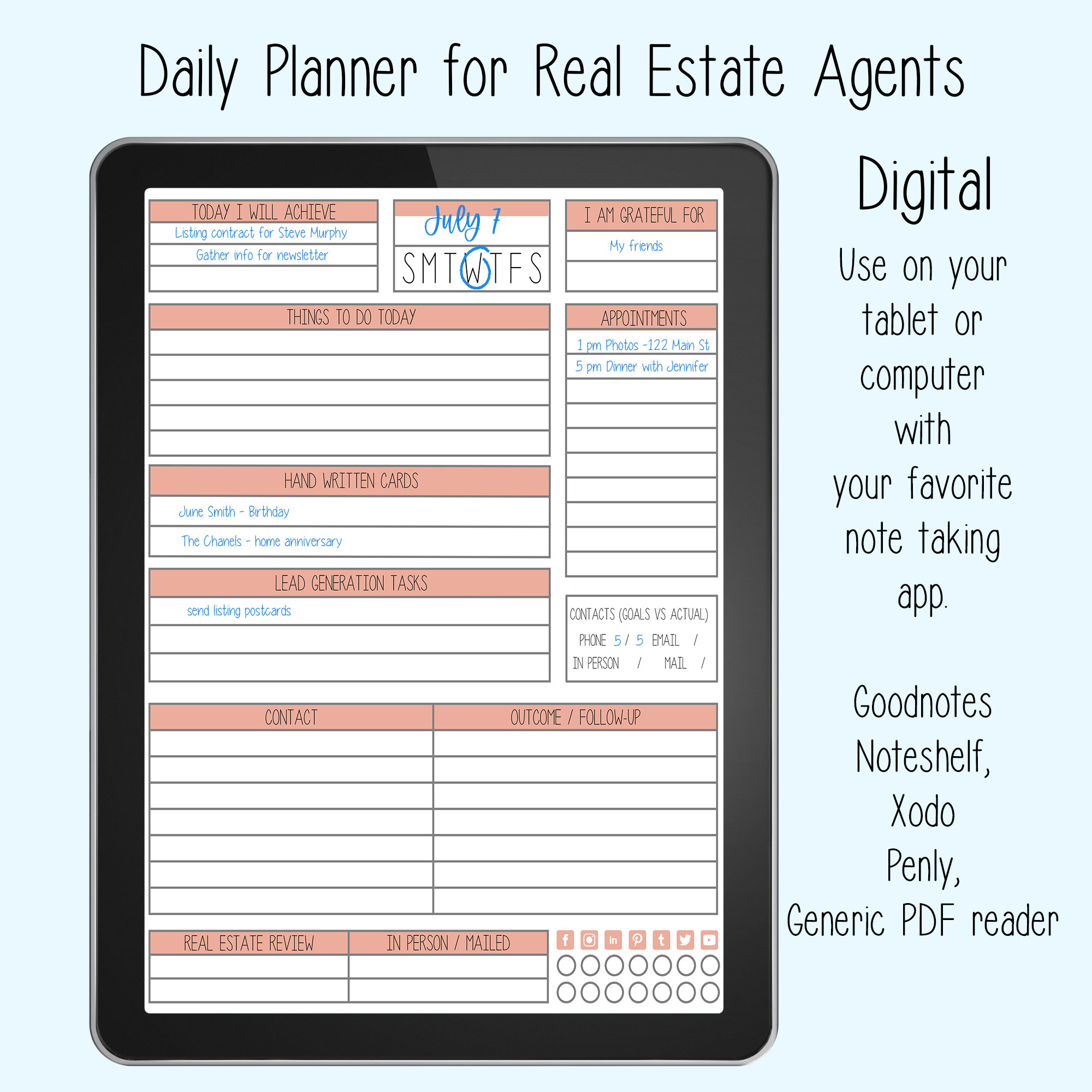 Real Estate Daily Planner Page Ninja Realtor Instant Digital Download ...