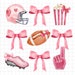 Coquette Bow Football Player PNG, Pink Coquette Bow Football PNG, Retro ...