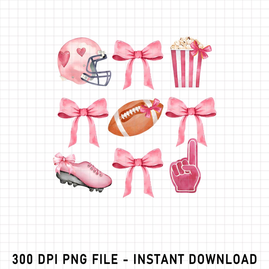 Coquette Bow Football Player PNG, Pink Coquette Bow Football PNG, Retro ...