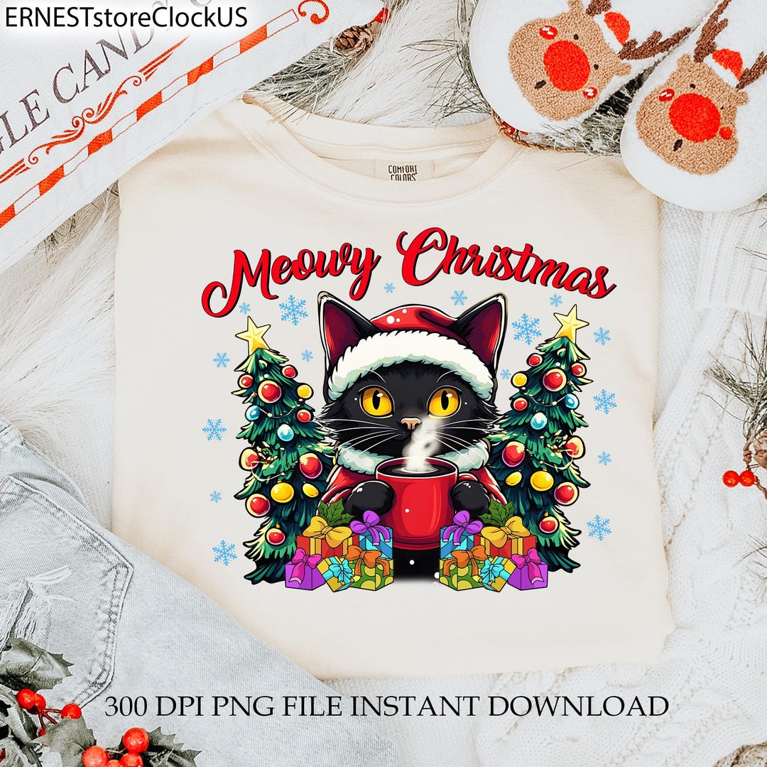 Funny Christmas Cats With Christmas Tree Light Png,meowy Christmas Png ...