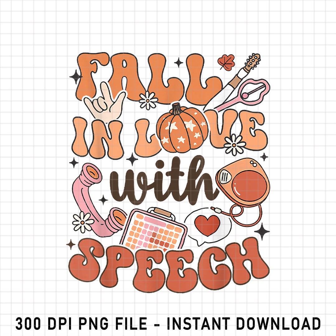Retro Fall in Love With Speech Therapist PNG, Therapy Halloween Ccc Slp ...