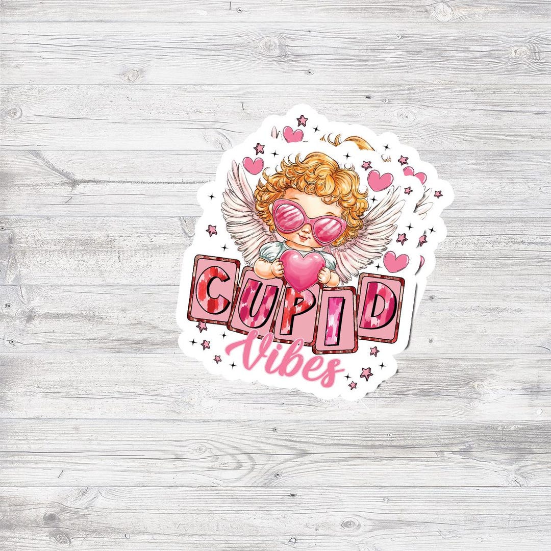 Retro Cupid Valentine's Day Sticker, Cute Valentine's Day Sticker, Love ...