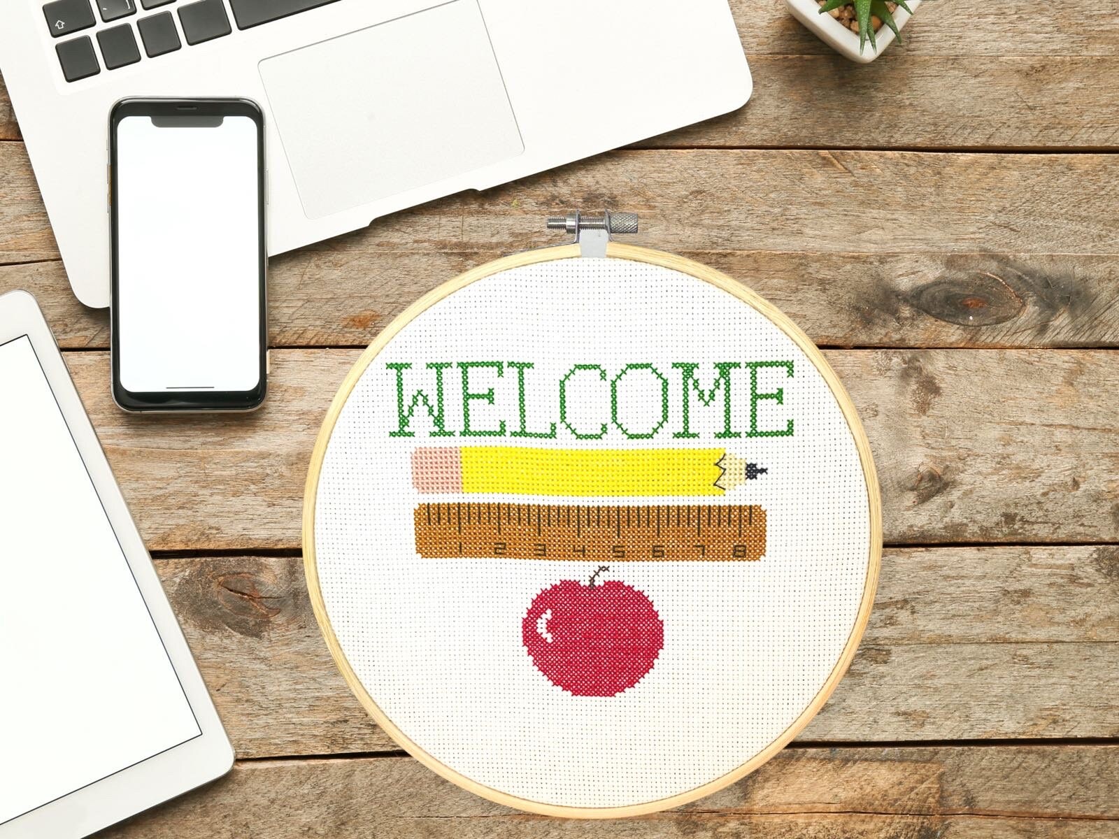 Welcome Cross Stitch Pattern - DIY Classroom Decoration, Back to School ...