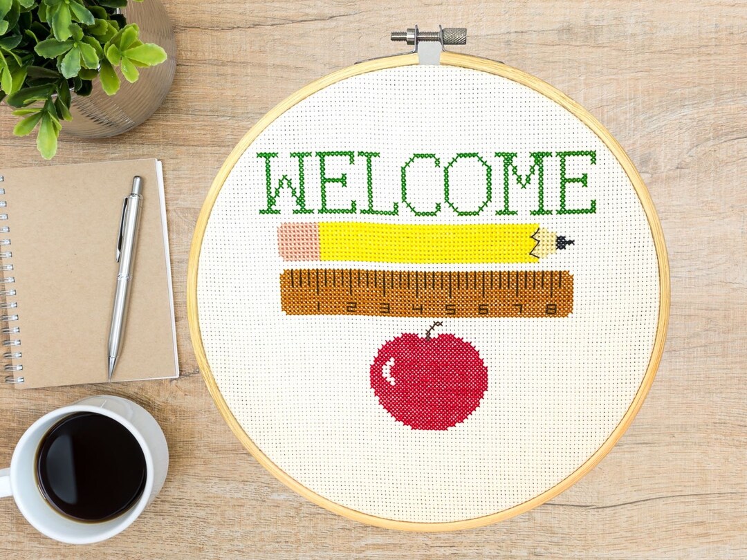 Welcome Cross Stitch Pattern - DIY Classroom Decoration, Back to School ...