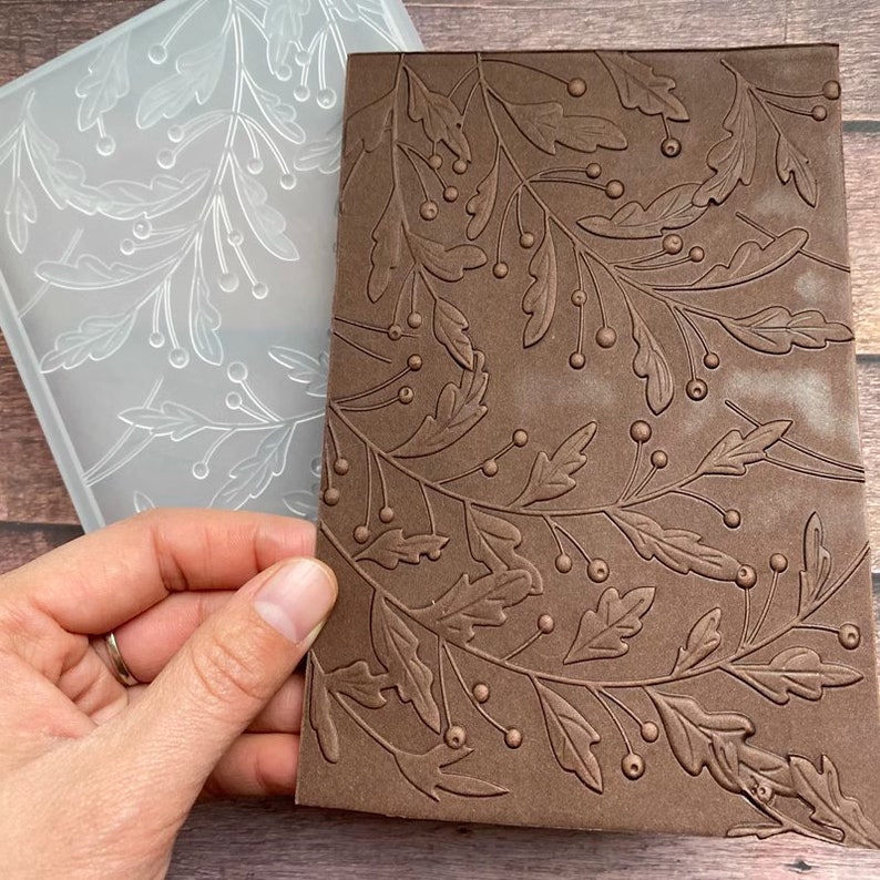 Embossing Folder - Botanical Leaf Holiday Greeting Card Making Craft ...