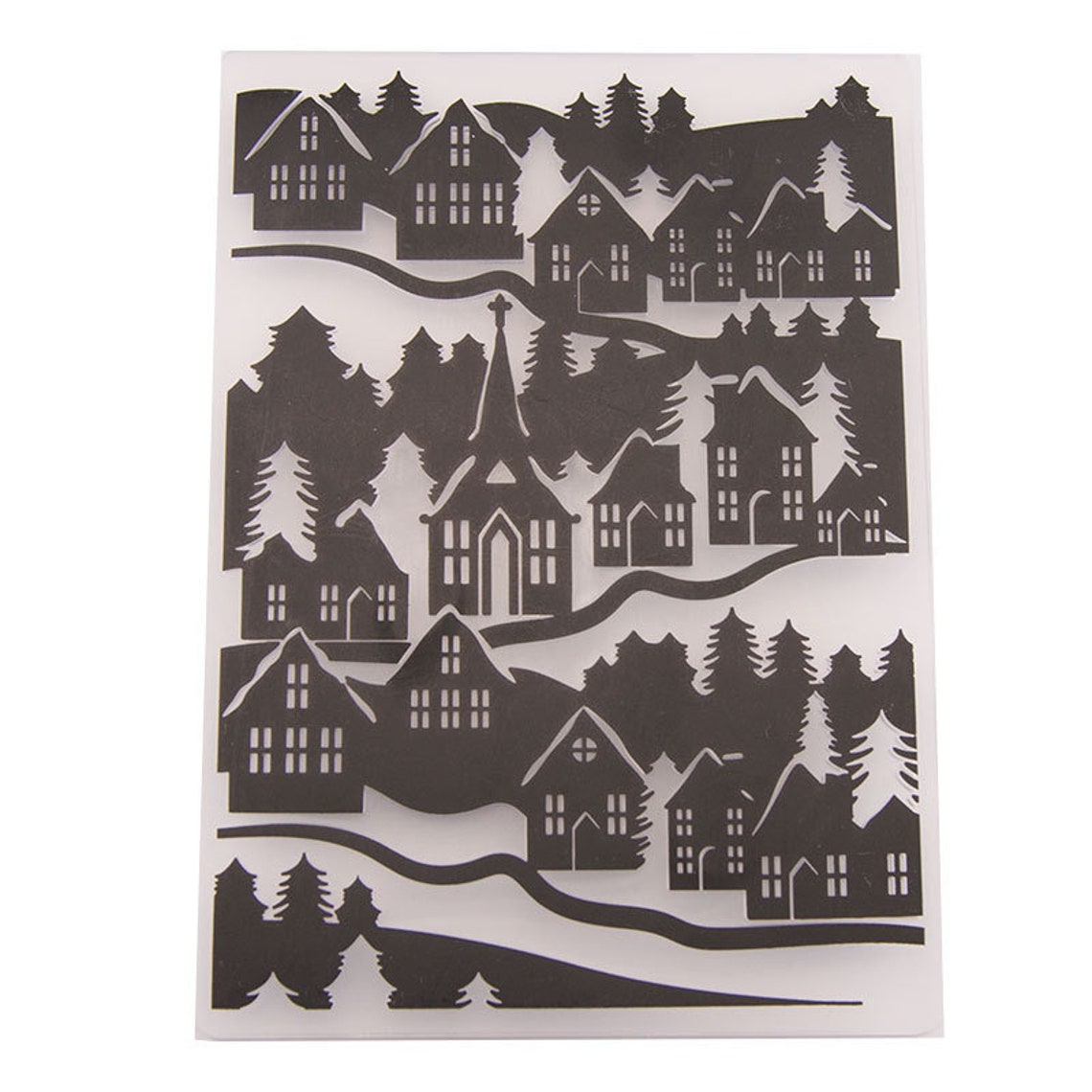 Embossing Folder - Winter Village Houses Country Side - Etsy