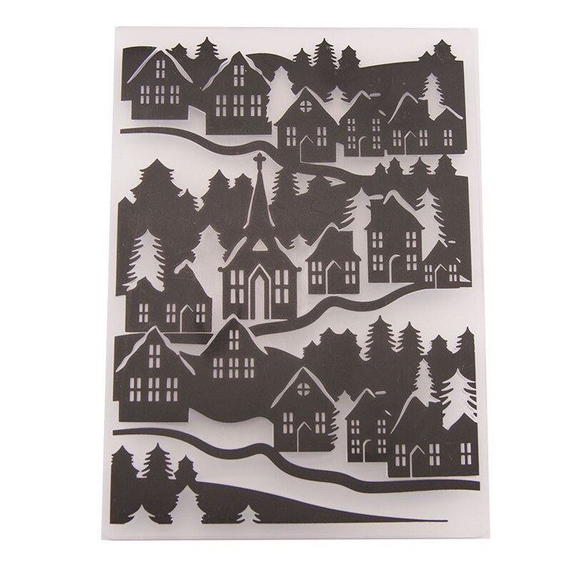 Embossing Folder - Winter Village Houses Country Side - Etsy