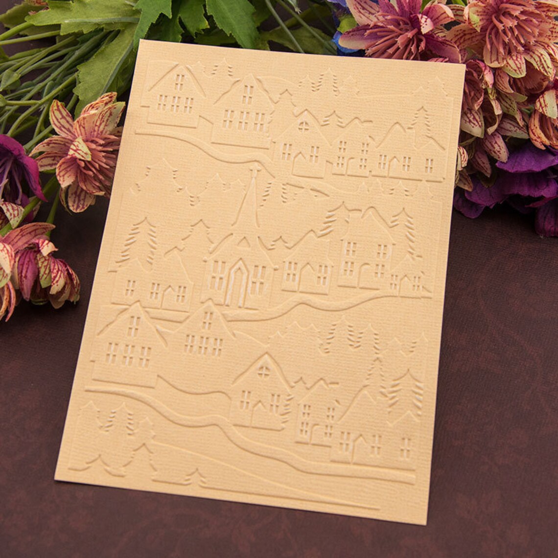 Embossing Folder - Winter Village Houses Country Side - Etsy