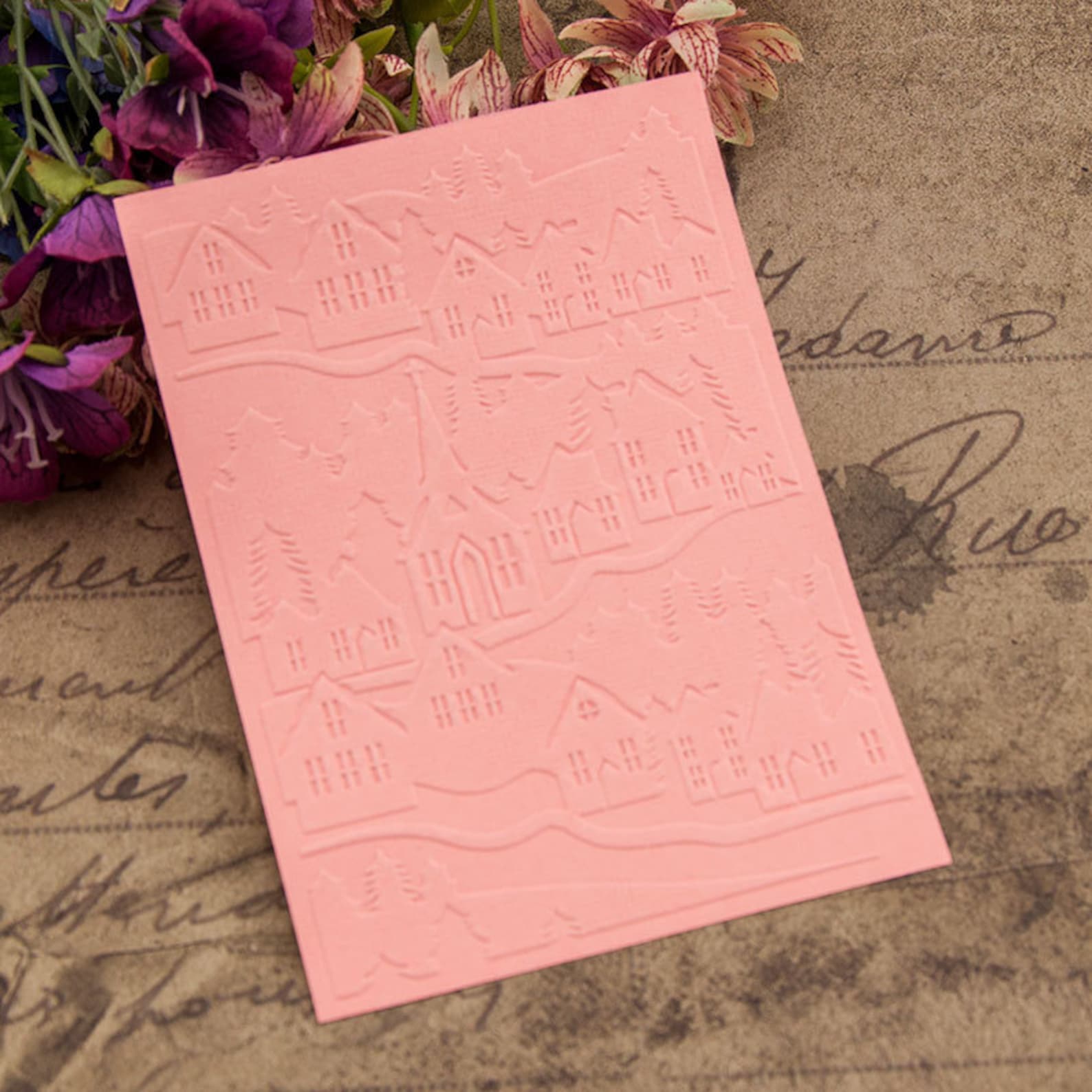 Embossing Folder - Winter Village Houses Country Side - Etsy