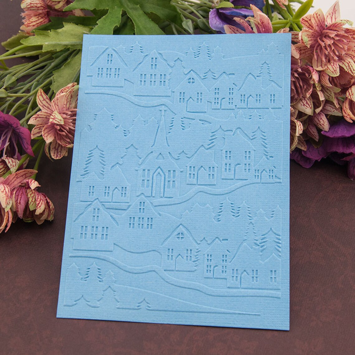 Embossing Folder - Winter Village Houses Country Side - Etsy