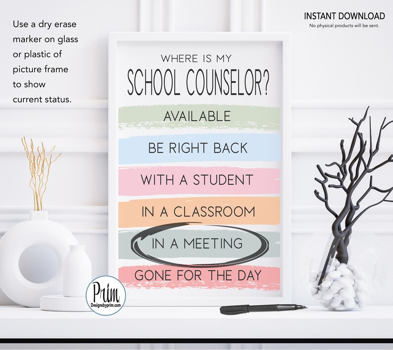 School Counselor Printable Door Sign Therapist Psychologist Classroom ...