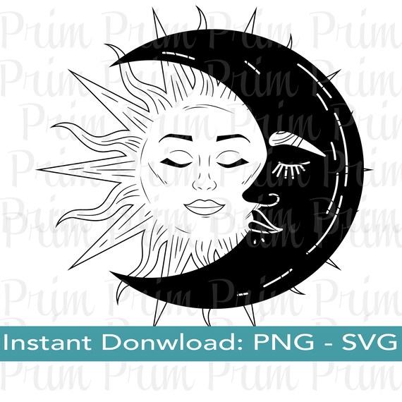 Sun and Moon Boho PNG SVG Constellation Zodiac Astrology - Etsy