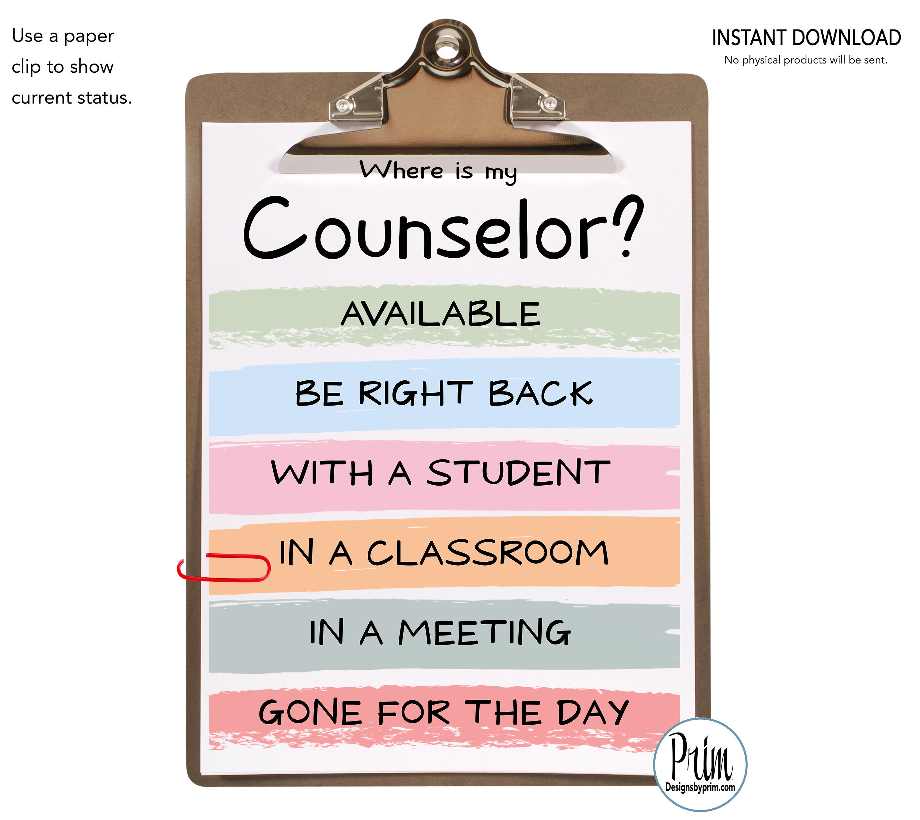 School Counselor Printable Door Sign Therapist Psychologist Classroom ...