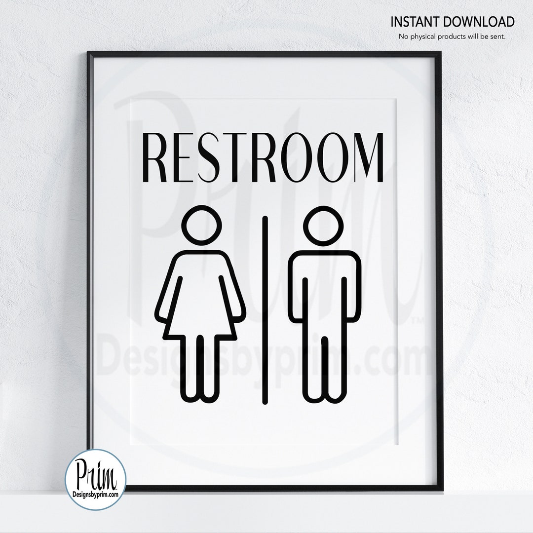 Restroom Door Printable Door Sign Bathroom Unisex All Genders - Etsy