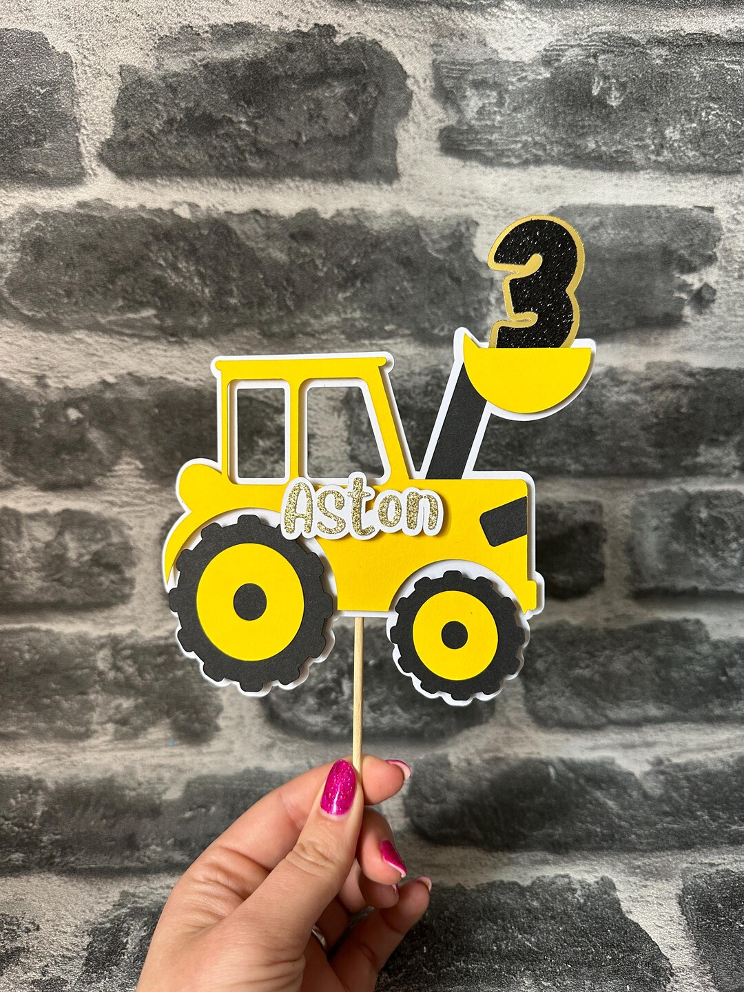 Digger Cake Topper, Digger Birthday Cake Topper, Personalized Digger ...