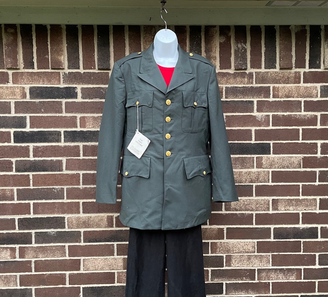 1985 US Army Wool Blend Dress Serge Green 344 Class A Jacket by Derossi ...