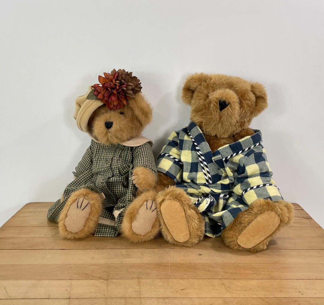 Jointed Teddy Bears, Vermont Teddy Bear in Robe and Boyds Bear in ...