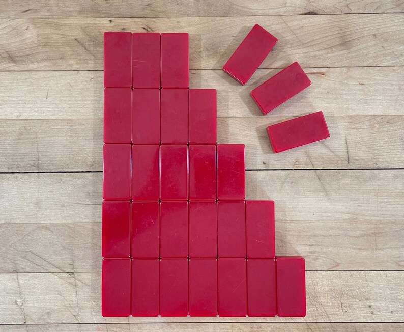 Cardinal Red and White Plastic Dominoes in Creme Plastic Case Complete ...