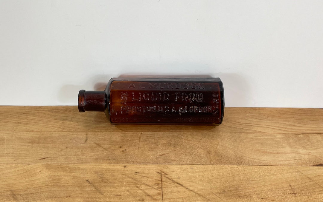 AL Murdoch 12 Sided Amber Glass Bottle Liquid Food Bottle - Etsy