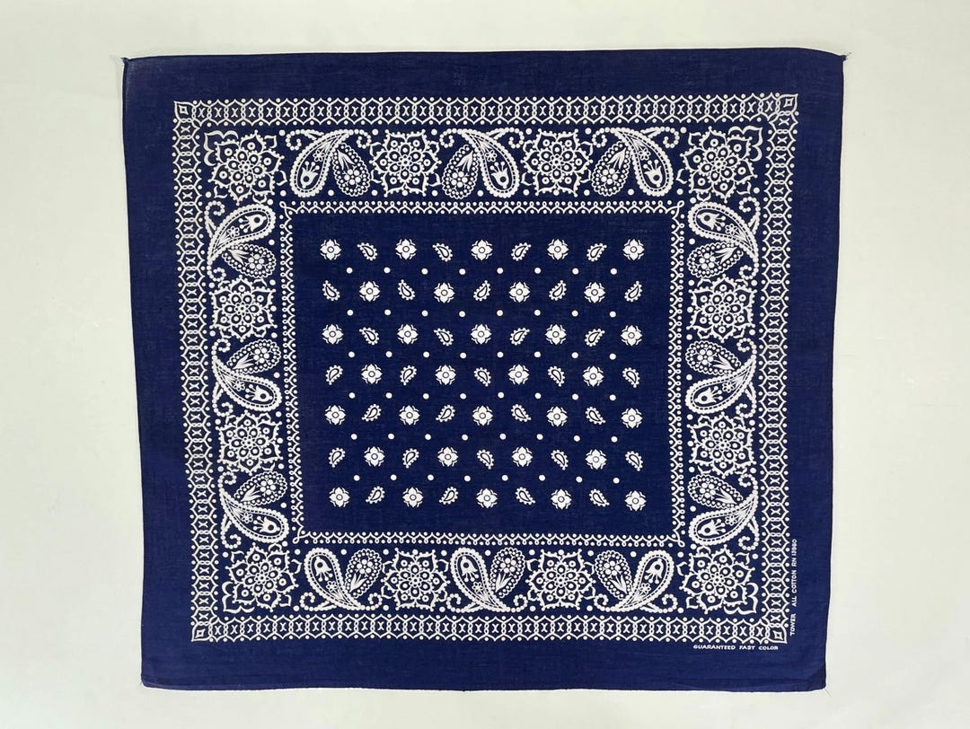 CHOICE - Navy Blue and White All Cotton Bandana RN 13960, Headscarf ...