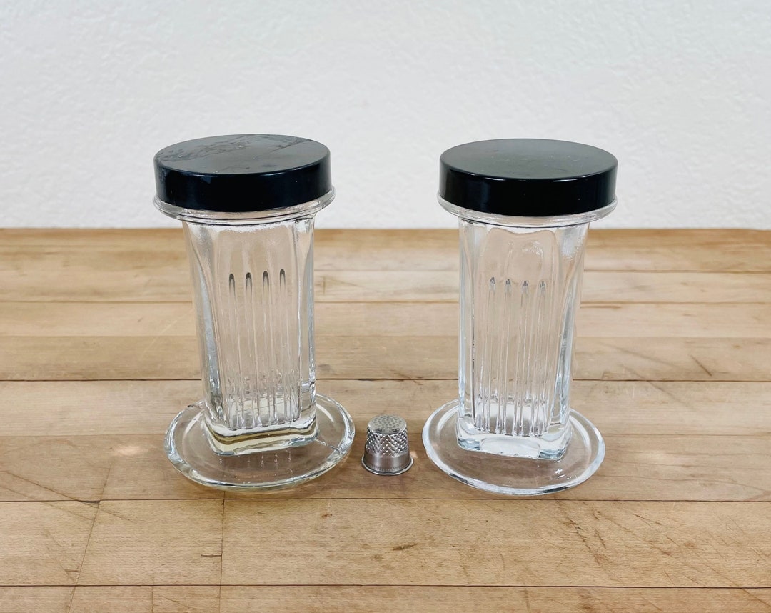 Set of 2 Antique Clear Glass Slide Staining Coplin Jars With Black ...
