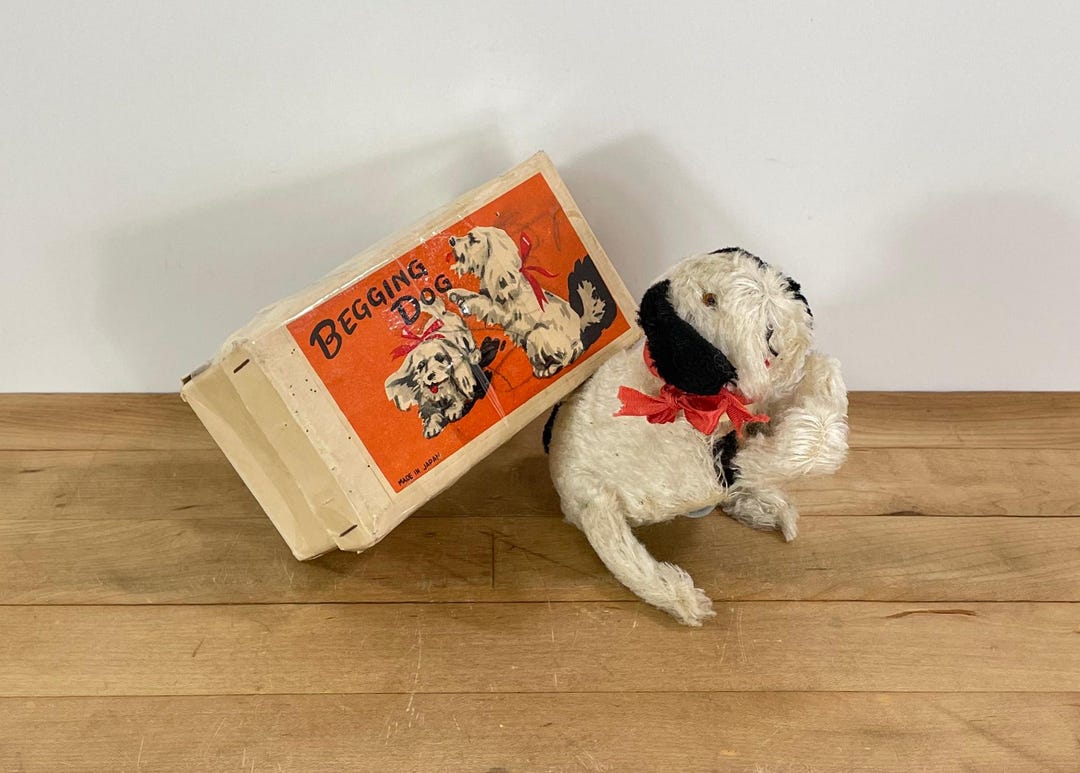 Faux Fur Covered Metal Begging Dog, Made in Occupied Japan, 1950's Wind ...