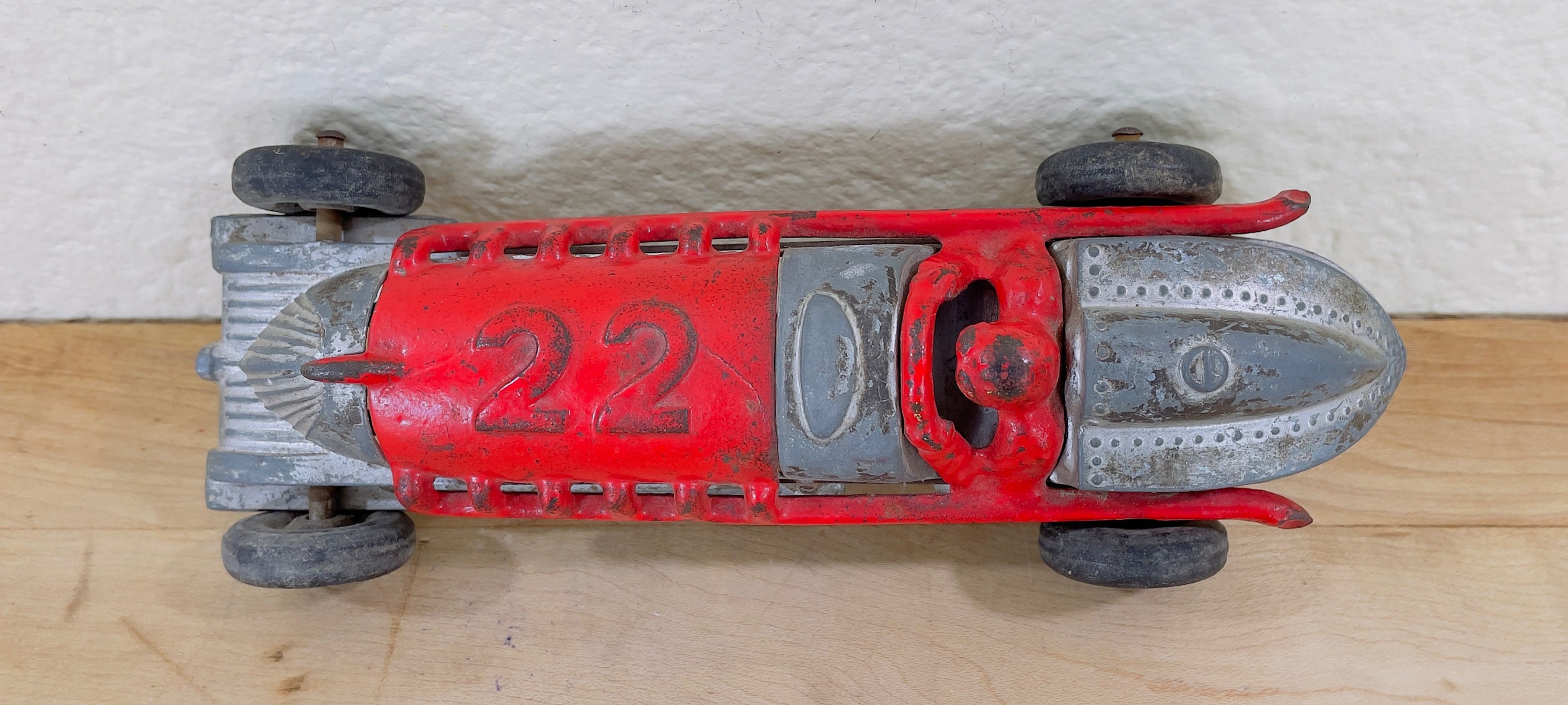 Vintage Cast Iron and Aluminum Hubley Race Car Number 22 Red and Grey ...