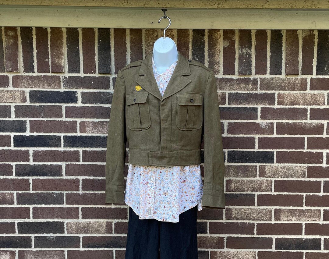 Olive Drab World War II Ike Style Jacket, US Army Enlisted Soldier Wool ...