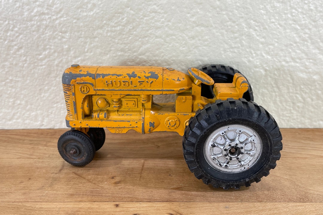 Vintage Hubley Tractor Kiddie Toy, Yellow Die Cast Metal H Tractor With ...