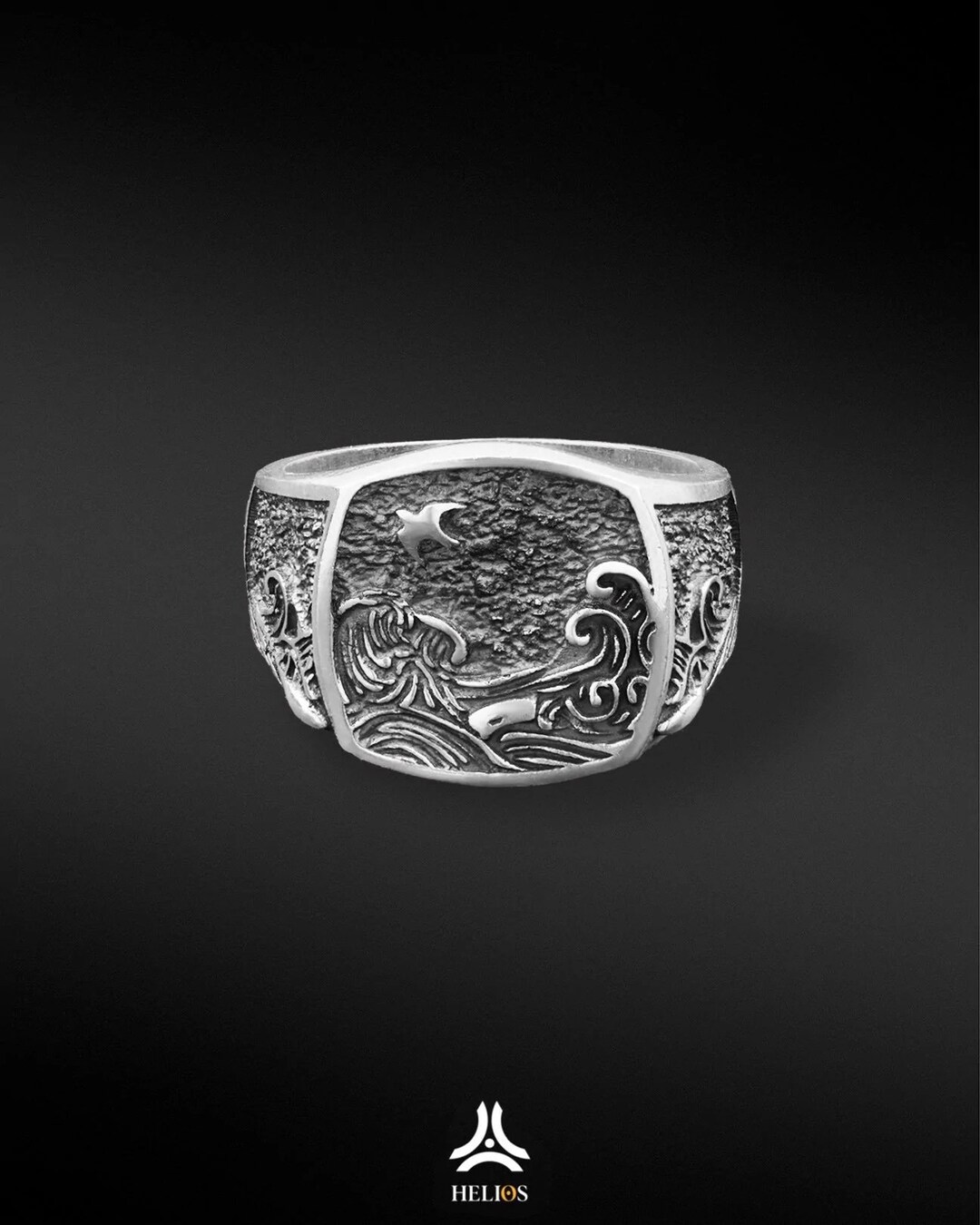 Helios Helisilver Japanese Kanagawa Ring Samurai Bushido - Etsy