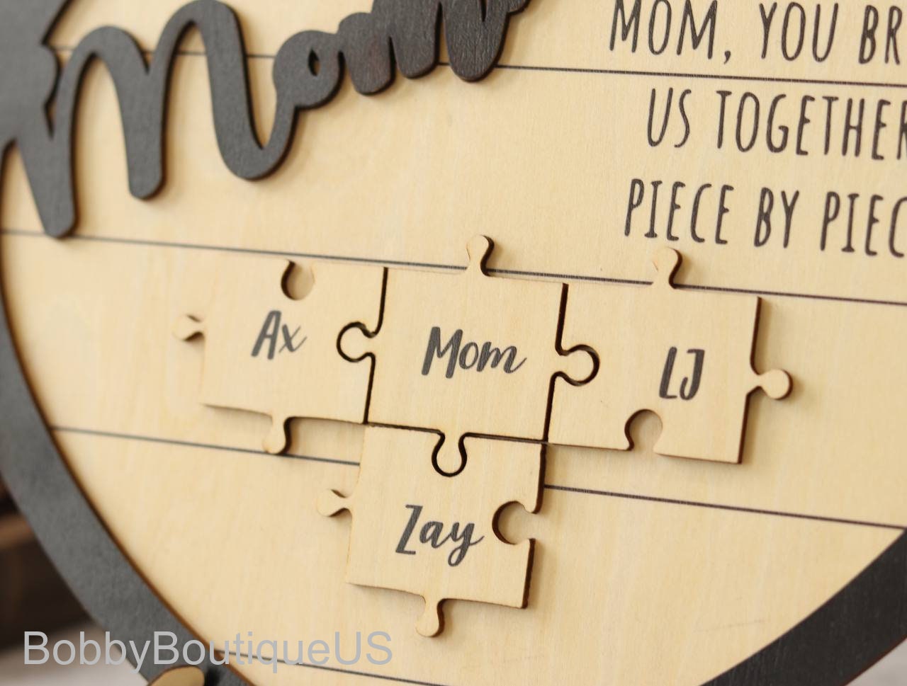 Mom Puzzle Pieces Sign, Personalized Puzzle, Unique Mum Gift, Mothers ...